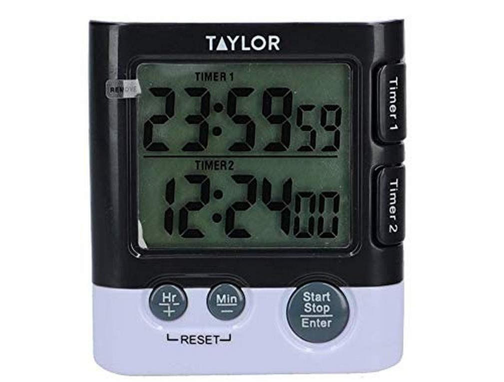 Taylor Dual Kitchen Timer and Digital Clock, Plastic, 24 Hours