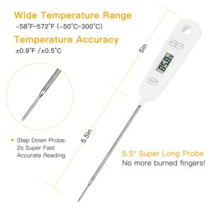 Regetek Instant Read Meat Thermometer Digital LCD Cooking with Long Probe Food Cooking Thermometer for Grill Oven BBQ Smoker Food Thermometer