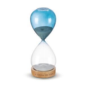 DEMDACO A Little Me Time Teal 8.5 x 3 Beech Wood Glass and Sand 30 Minute Timer Desk Accessory