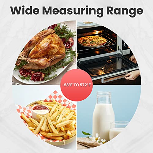 LSENLTY Upgraded Digital Instant Read Meat Thermometer, IPX7 Waterproof Thermometer Probe, Easy to Use Kitchen Cooking Food Thermometer for Oil Deep Fry Candy BBQ Air Fryer, Smoker Oven Black