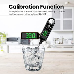 LSENLTY Upgraded Digital Instant Read Meat Thermometer, IPX7 Waterproof Thermometer Probe, Easy to Use Kitchen Cooking Food Thermometer for Oil Deep Fry Candy BBQ Air Fryer, Smoker Oven Black