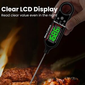 LSENLTY Upgraded Digital Instant Read Meat Thermometer, IPX7 Waterproof Thermometer Probe, Easy to Use Kitchen Cooking Food Thermometer for Oil Deep Fry Candy BBQ Air Fryer, Smoker Oven Black