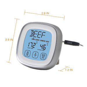 Digital Meat Thermometer for Food in Oven Grill Kitchen, with 1 Stainless Steel Probe and Timer