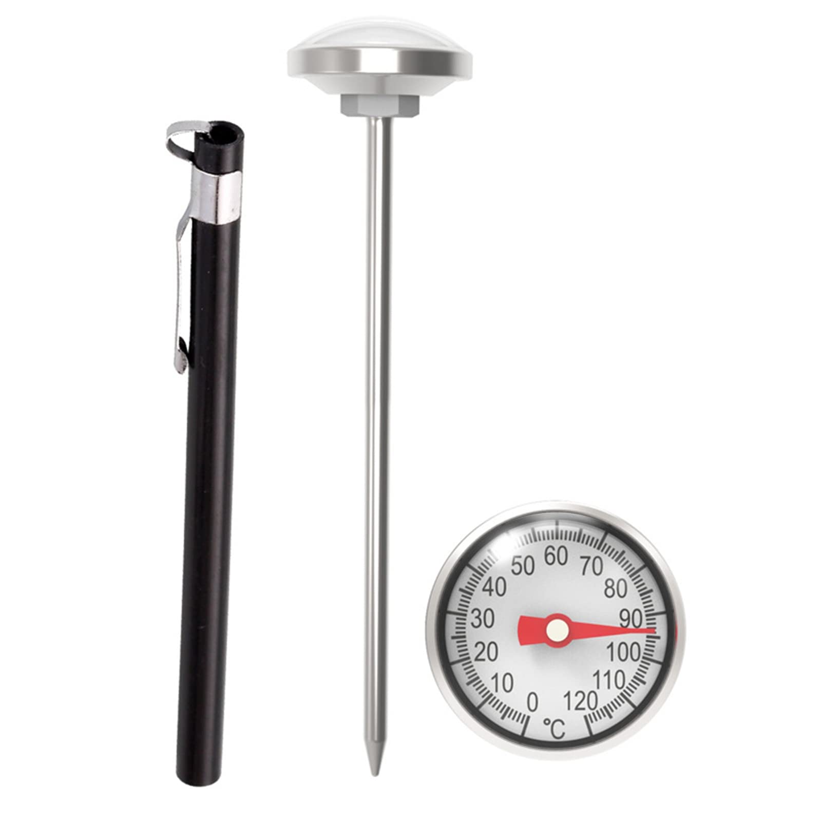 Altsuceser Kitchen Food-Cooking Meat Coffee Thermometer, Physical Sensing Stainless Steel Thermometer for Milk Foam Frothing Chocolate Water Grill, Turkey, BBQ Black