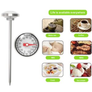 Altsuceser Kitchen Food-Cooking Meat Coffee Thermometer, Physical Sensing Stainless Steel Thermometer for Milk Foam Frothing Chocolate Water Grill, Turkey, BBQ Black