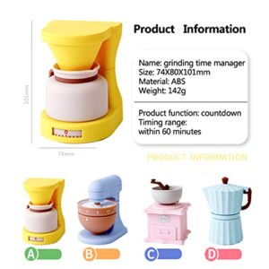 Hoshen Cute Coffee Appliance Shape Time Manager, Kitchen Cooking and Baking Timer, Learning Reminder Time Alarm Timer，Moka Pot(Random Delivery of New and Old Models)