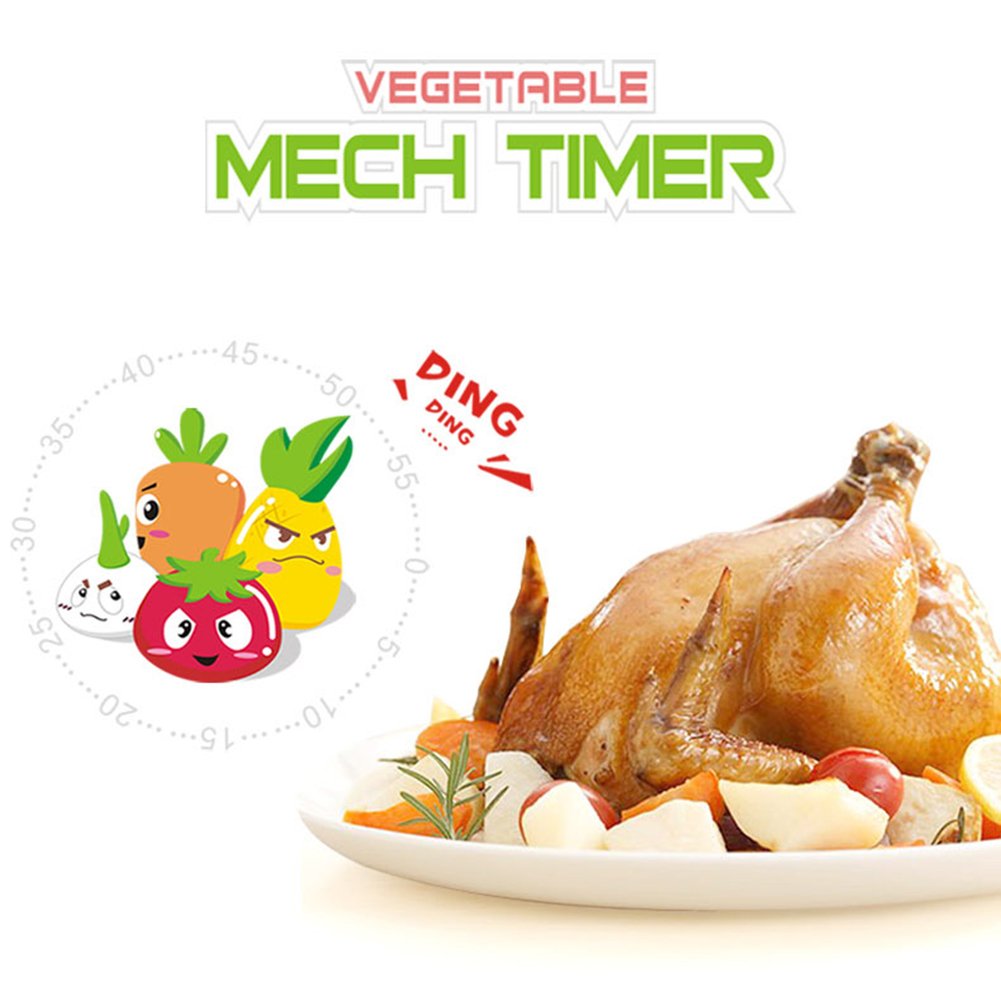 Golandstar Cute Cartoon Vegetables Timers 60 Minutes Mechanical Kitchen Cooking Timer Clock Loud Alarm Counters Mini Size Manual Timer (White - Onion)