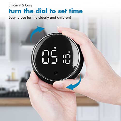 Geekpartn Rechargeable Timer-Digital Kitchen Timer- Classroom Timer for Kids- Magnetic Countdown Countup Timer(Black)