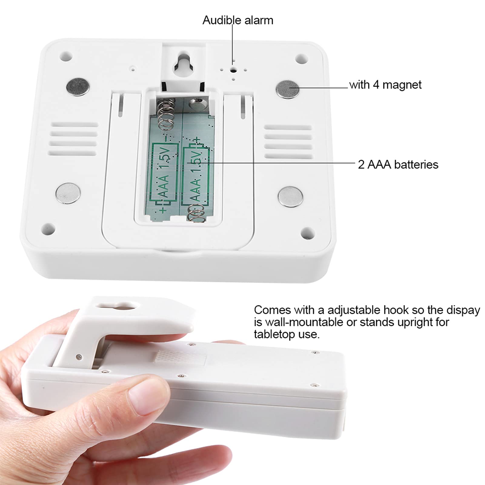 Digital Refrigerater Therometer, Wireless Digital Audible Alarm Fridge Freezer Thermometer with 2PCS Sensor Min/Max Display.