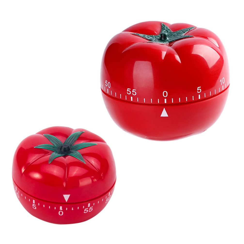 DOITOOL 2PCS 60 Minute Kitchen Timer Cute Tomato Shape - Mechanical Timer Kitchen Timer Wind up - Reminder Management Timer Alarm Clock for Classroom, Home, Study and Cooking