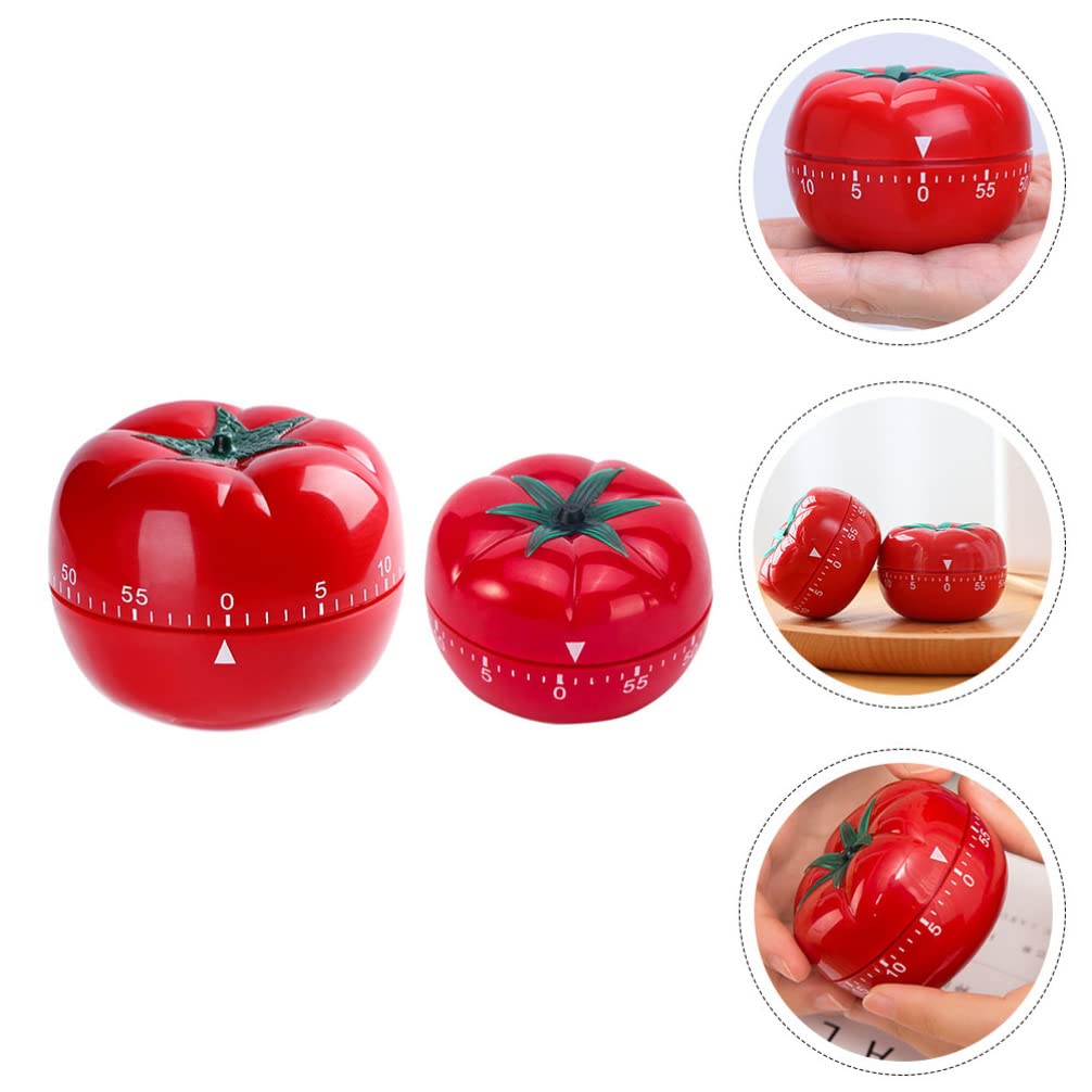 DOITOOL 2PCS 60 Minute Kitchen Timer Cute Tomato Shape - Mechanical Timer Kitchen Timer Wind up - Reminder Management Timer Alarm Clock for Classroom, Home, Study and Cooking