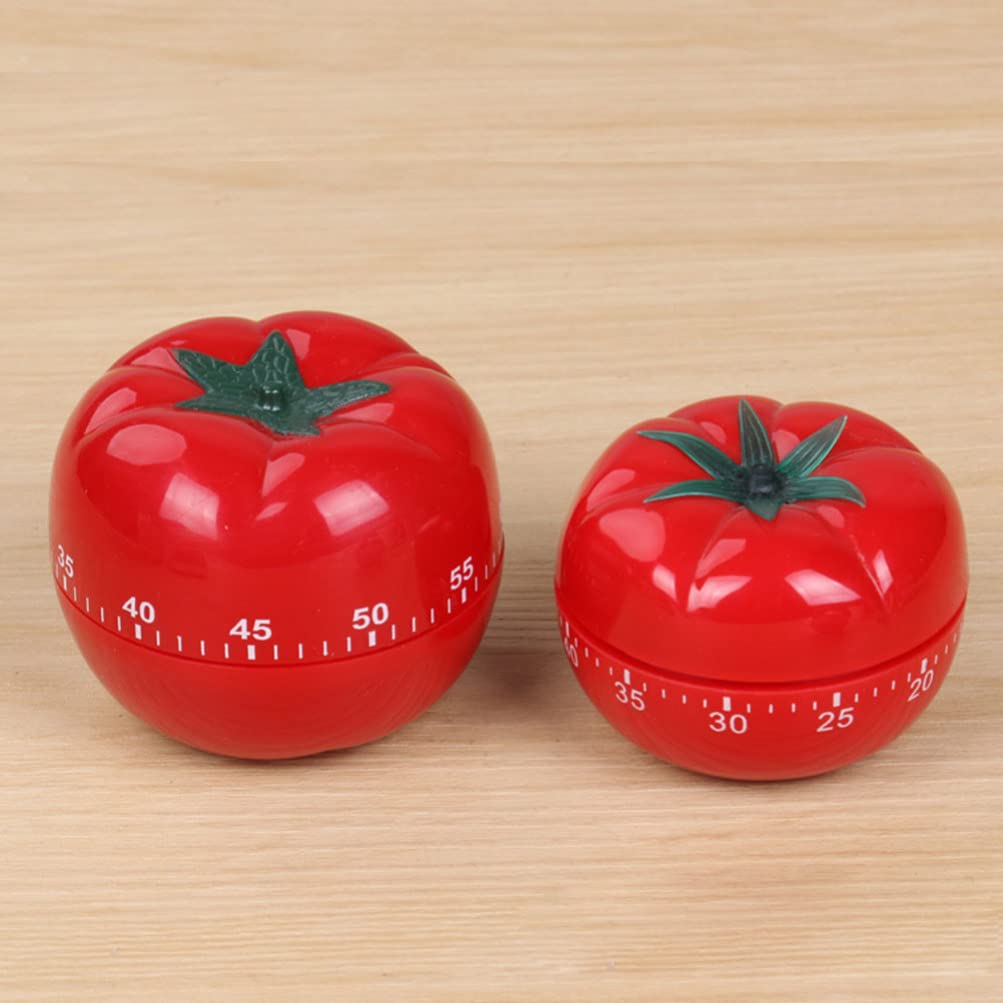 DOITOOL 2PCS 60 Minute Kitchen Timer Cute Tomato Shape - Mechanical Timer Kitchen Timer Wind up - Reminder Management Timer Alarm Clock for Classroom, Home, Study and Cooking