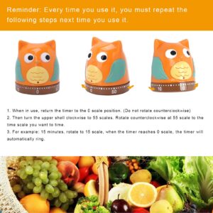 Owl Rotating Timer Cartoon Cute 60 Minutes Wind Up Timer Mechanical Rotating Count Down Timer For Homes, Beauty Salons, Kitchens, Schools, Gyms, Care,