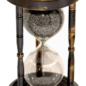 Antique Timer Brass & Glass Sand Timer Hourglass Nautical Maritime Sand Clock Collectible, Home Decoration Showpiece for Office Décor.by DHAMA Export