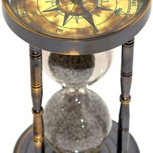 Antique Timer Brass & Glass Sand Timer Hourglass Nautical Maritime Sand Clock Collectible, Home Decoration Showpiece for Office Décor.by DHAMA Export