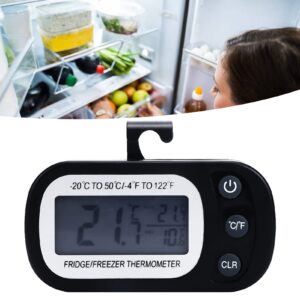 Refrigerator Thermometer - Waterproof Freezer Thermometer Digital Temperature Tester Freezer Temp Gauge with LCD Display & Magnetic Back for Kitchen Home Restaurants, 3 Ways to Place