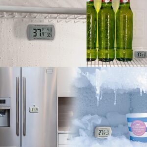 AEVETE 8 Pack Waterproof Digital Refrigerator Thermometer Large LCD, Freezer Room Thermometer with Magnetic Back, No Frills Easy to Read