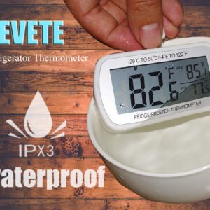 AEVETE 8 Pack Waterproof Digital Refrigerator Thermometer Large LCD, Freezer Room Thermometer with Magnetic Back, No Frills Easy to Read