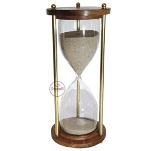 Rosewood Brass Hourglass with Qoute with god All Things are Possible 7 inches 30 Minute Sand Timer | Sand Clock | Timer with Sparkling Natural Sand for Home & Kitchen Office Table Desk