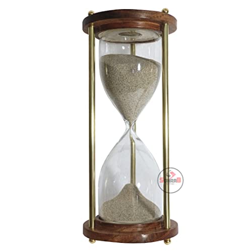 Rosewood Brass Hourglass with Qoute with god All Things are Possible 7 inches 30 Minute Sand Timer | Sand Clock | Timer with Sparkling Natural Sand for Home & Kitchen Office Table Desk