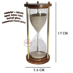 Rosewood Brass Hourglass with Qoute with god All Things are Possible 7 inches 30 Minute Sand Timer | Sand Clock | Timer with Sparkling Natural Sand for Home & Kitchen Office Table Desk