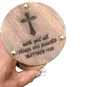 Rosewood Brass Hourglass with Qoute with god All Things are Possible 7 inches 30 Minute Sand Timer | Sand Clock | Timer with Sparkling Natural Sand for Home & Kitchen Office Table Desk