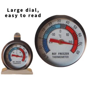 6 Pack Refrigerator Freezer Thermometer, Large Dial Freezer Thermometer, Freezer/Refrigerator/Fridge Temperature Cooler