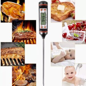 Digital Kitchen Thermometer Coffee Thermometer Tea Thermometer Food Thermometer Waterproof Digital Instant Read Meat Thermometer with Long Probe for Liquid, Candle, Food, Milk, Fry, Candy, Roast