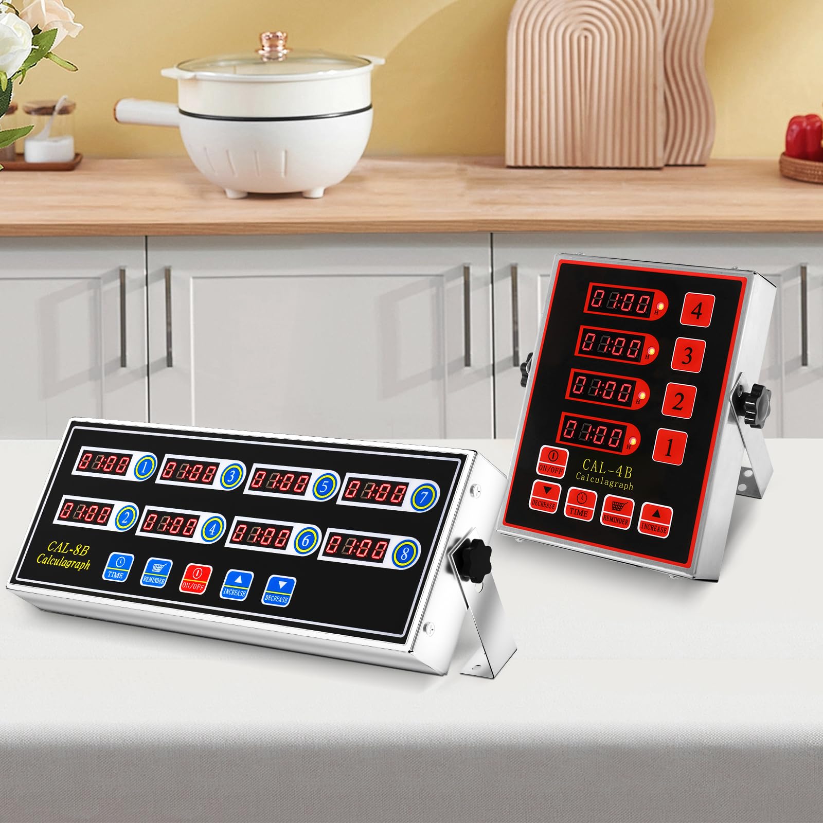 Bundle: BEAMNOVA 8 Channel + 4 Channel Digital Kitchen Timer Clock Commercial Loud Ring Restaurant Fryer Timer