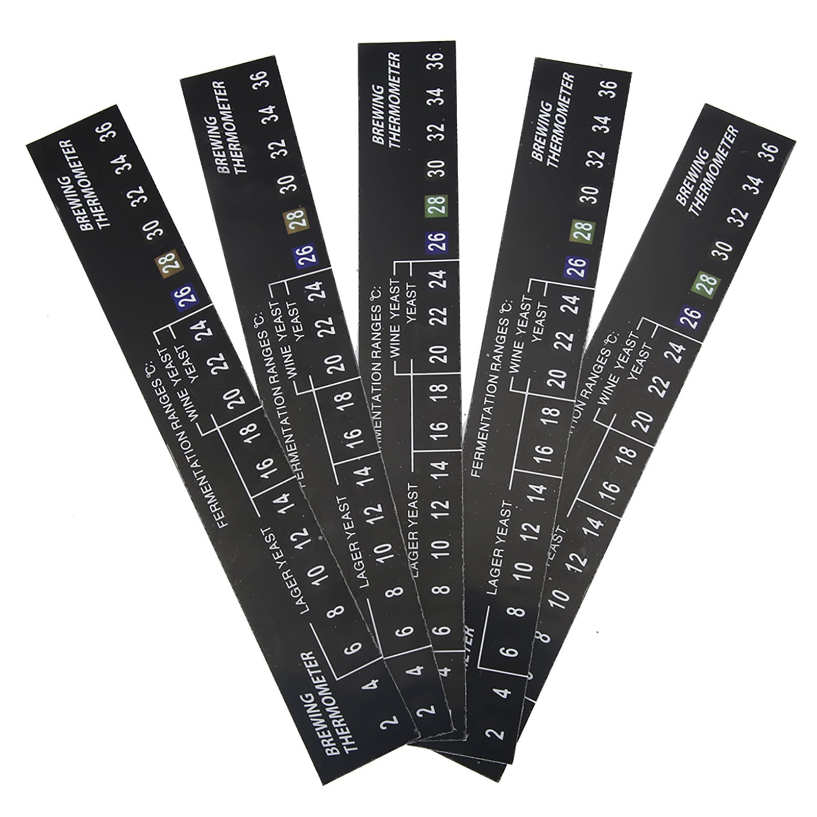 Fdit 5PCS Stick On Brewing Thermometer Adhesive LCD Thermometer Sticker for Homebrew Beer Self-Brewed Beer Thermometer Label 2-36C