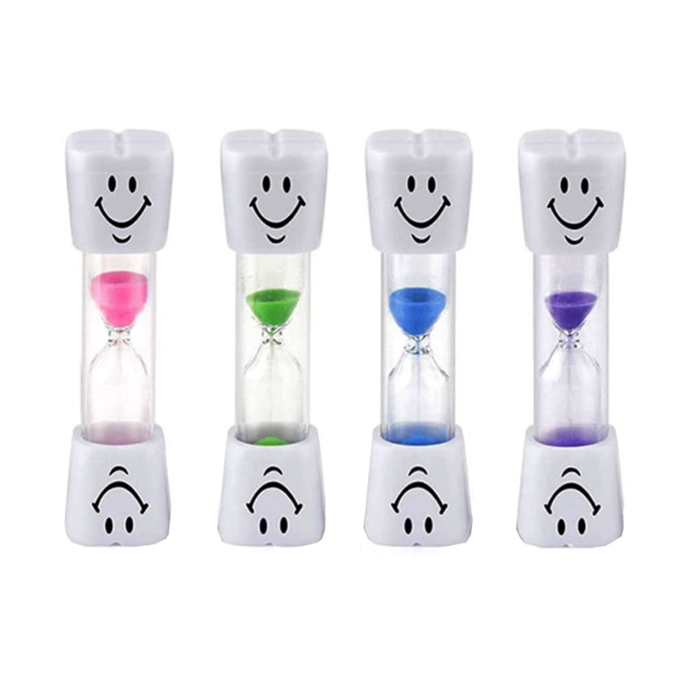 4 Pcs Toothbrush Timer Hourglass 3 Minute Sand Timer Smile Hourglass Timer for Kids Proper Tooth Brushing