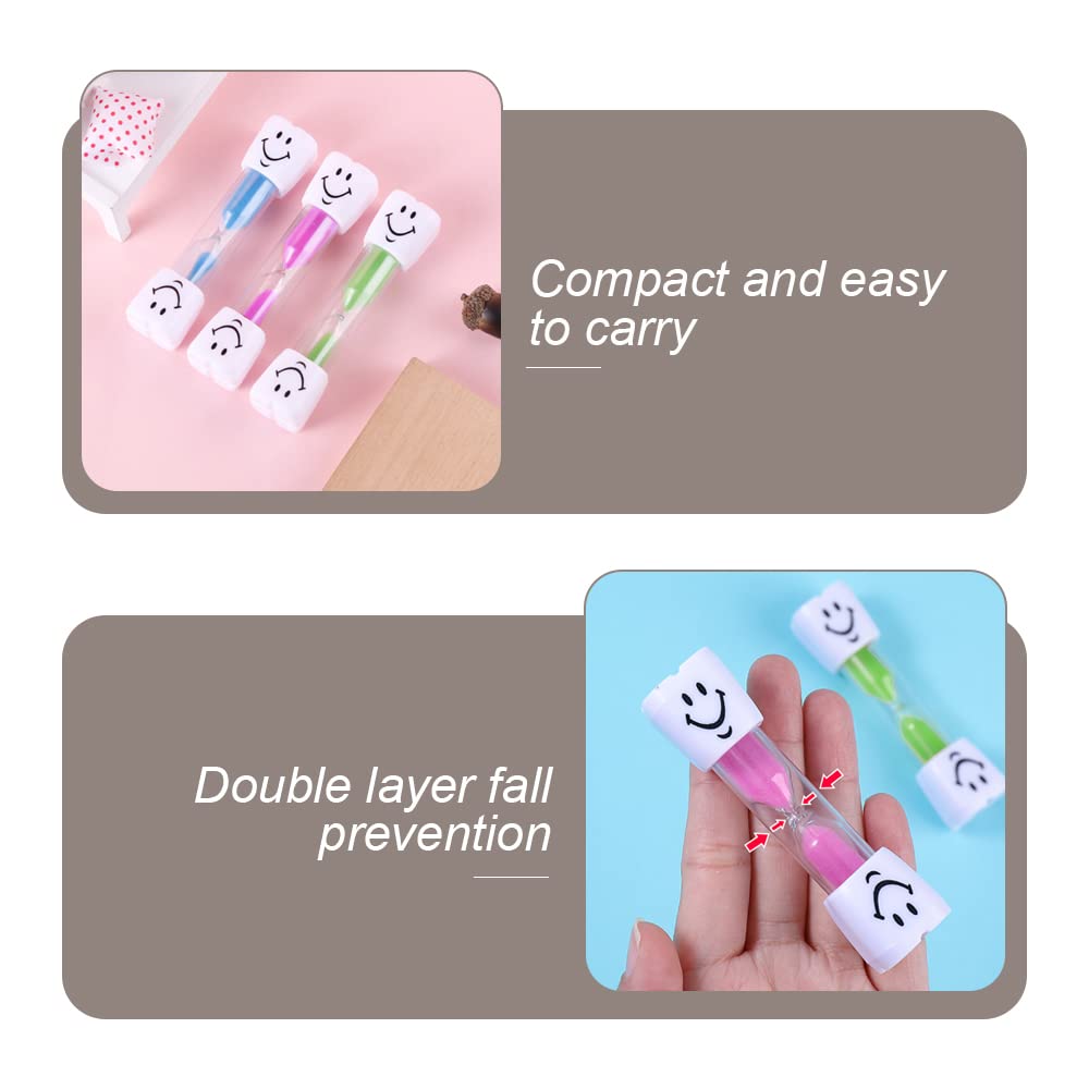 4 Pcs Toothbrush Timer Hourglass 3 Minute Sand Timer Smile Hourglass Timer for Kids Proper Tooth Brushing