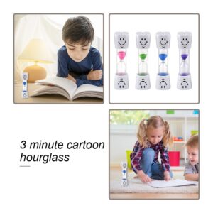 4 Pcs Toothbrush Timer Hourglass 3 Minute Sand Timer Smile Hourglass Timer for Kids Proper Tooth Brushing