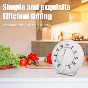 Kitchen Timer, Round Mechanical Timer, Plastic Timer, 60 Minutes Duration Counter Alarm Clock, for Home Kitchen, White