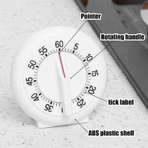 Kitchen Timer, Round Mechanical Timer, Plastic Timer, 60 Minutes Duration Counter Alarm Clock, for Home Kitchen, White