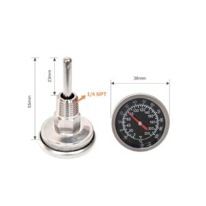 Baoblaze Tea Pot Dial Thermometer Hot Water Thermometer 1/4" NPT Back Mount 0°C~100°C or -10of~220of Thermometer Double Scale Durable Rustproof