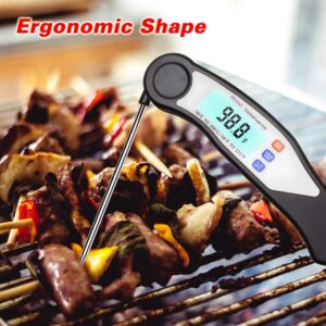 Digital Instant Read Meat Thermometer - Super Kitchen Cooking Food Thermometer for Oil Deep Fry Candy BBQ Grill and Roast Turkey [Black Color]