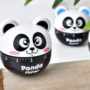 DOITOOL Kitchen Timer Cute Cartoon Animal Countdown Timer Black Panda Bear Cooking Alarm Clock for Cooking Baking Students Sport Game Reminder