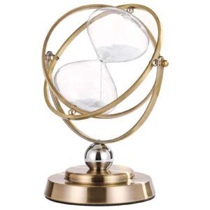 brass hourglass 60 minute sand clock timer:720° rotating antique white sand watch 60 min,antiguo reloj de arena 1 hora,large metal one hour glass sandglass for office desk home wedding gift decorative