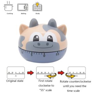 Hoshen Kitchen Food Cooking Mechanical Timer, Learning Time Manager, Manual Timer, Cartoon Animal Shape，Cattle