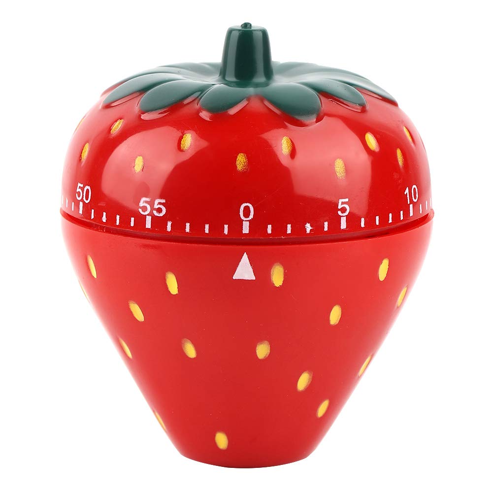 Cooking Timer, Strawberry Shaped 60 Minutes Kitchen Timer Mechanical Time Reminder Cute Design Time Reminder for Household Kitchen Cooking Usage