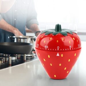 Cooking Timer, Strawberry Shaped 60 Minutes Kitchen Timer Mechanical Time Reminder Cute Design Time Reminder for Household Kitchen Cooking Usage