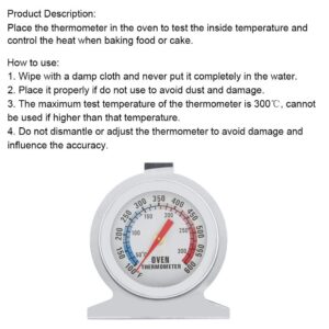 Stainless Steel Pointer Dial Oven Thermometer Instant Read Extra Large Dial Clearly Display Shows Marked Temperatures for Home Kitchens Cooking with Hook