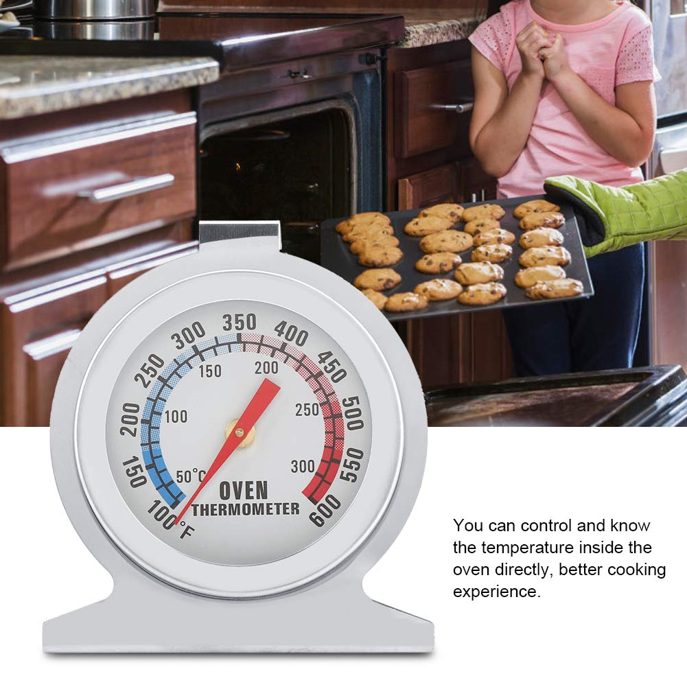 Stainless Steel Pointer Dial Oven Thermometer Instant Read Extra Large Dial Clearly Display Shows Marked Temperatures for Home Kitchens Cooking with Hook