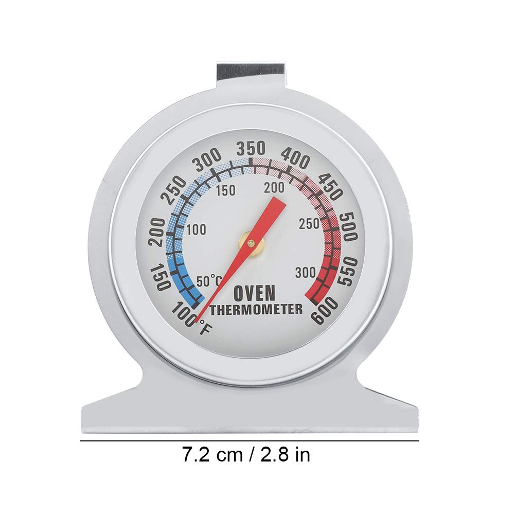 Stainless Steel Pointer Dial Oven Thermometer Instant Read Extra Large Dial Clearly Display Shows Marked Temperatures for Home Kitchens Cooking with Hook