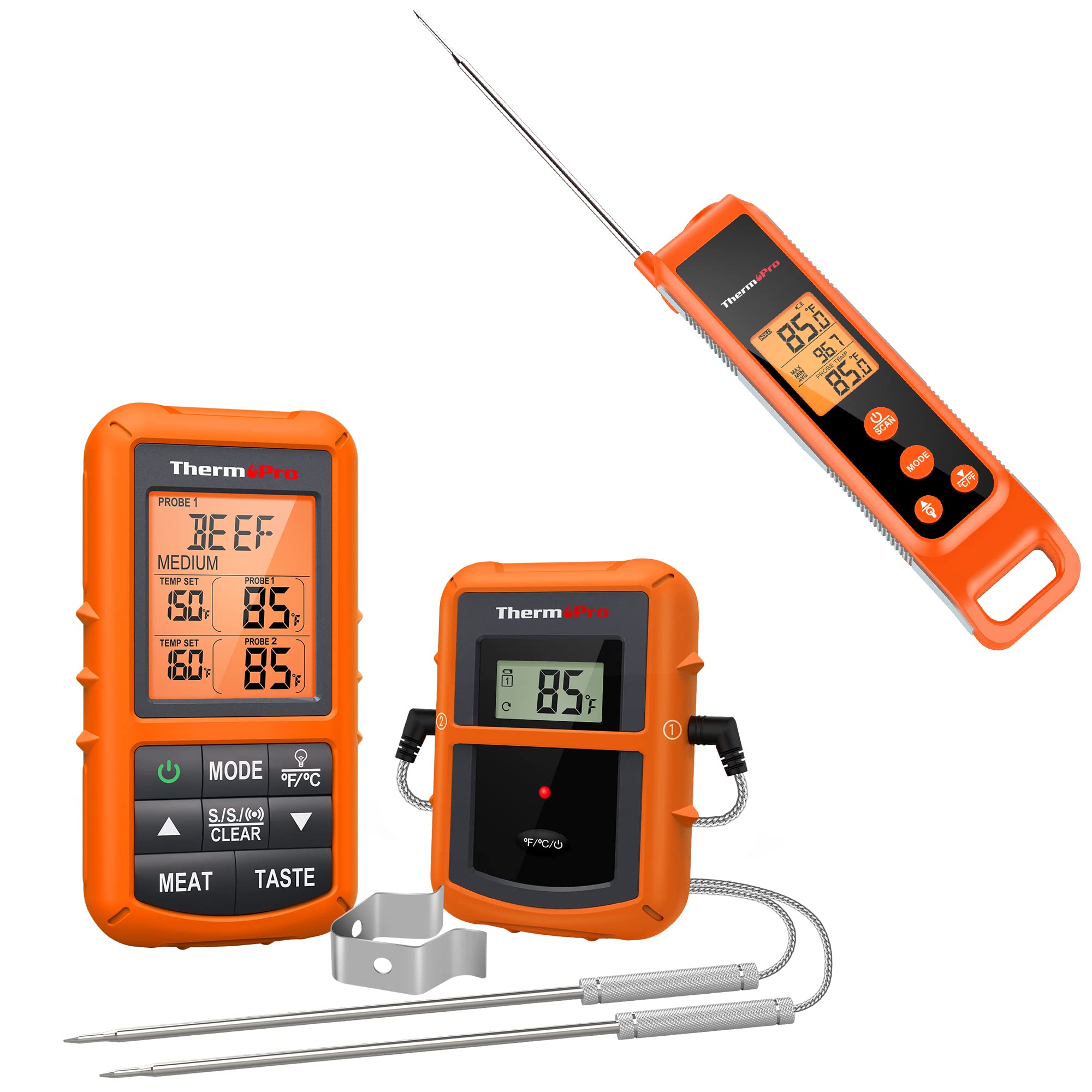 ThermoPro TP20 500FT Wireless Meat Thermometer +ThermoPro TP420 2-in-1 Instant Read Thermometer for Cooking