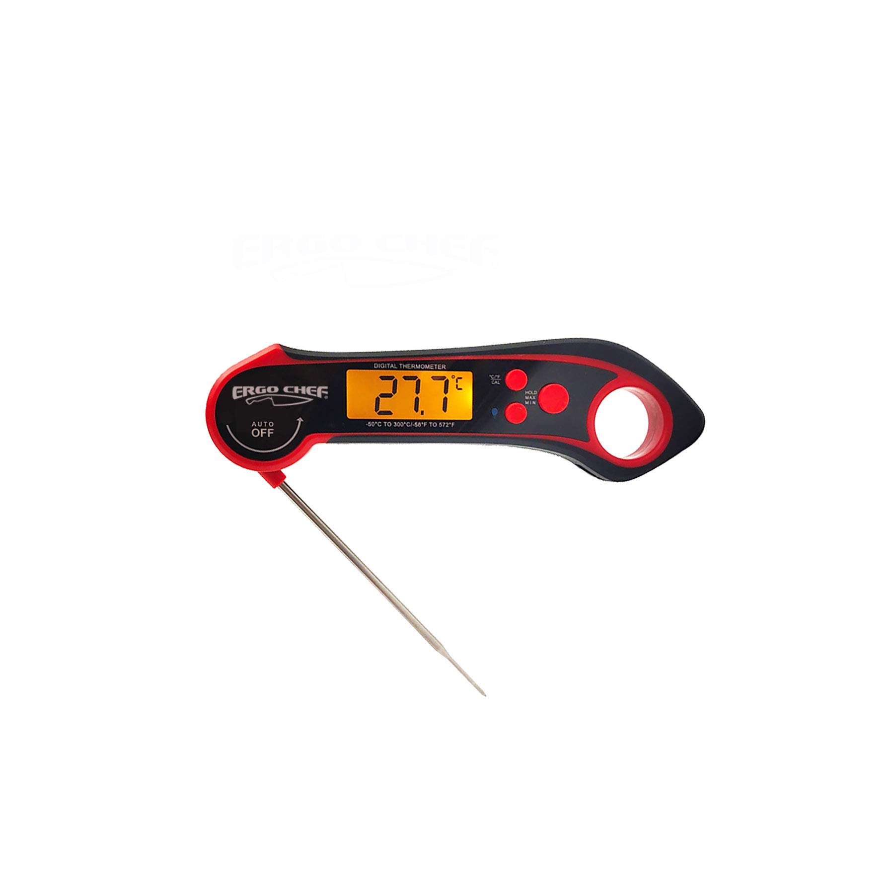 Ergo Chef Digital Instant Read Meat Thermometer- Foldable Probe, Water-Resistant, Backlight, Indoor and Outdoor - Magnet, BBQ, Smoking, Grilling, Deep Fry, Baking & Liquids