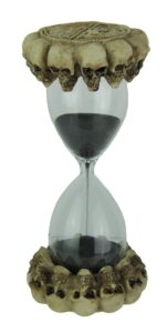 gothic celtic skulls hourglass black sand timer 5.75 inches high