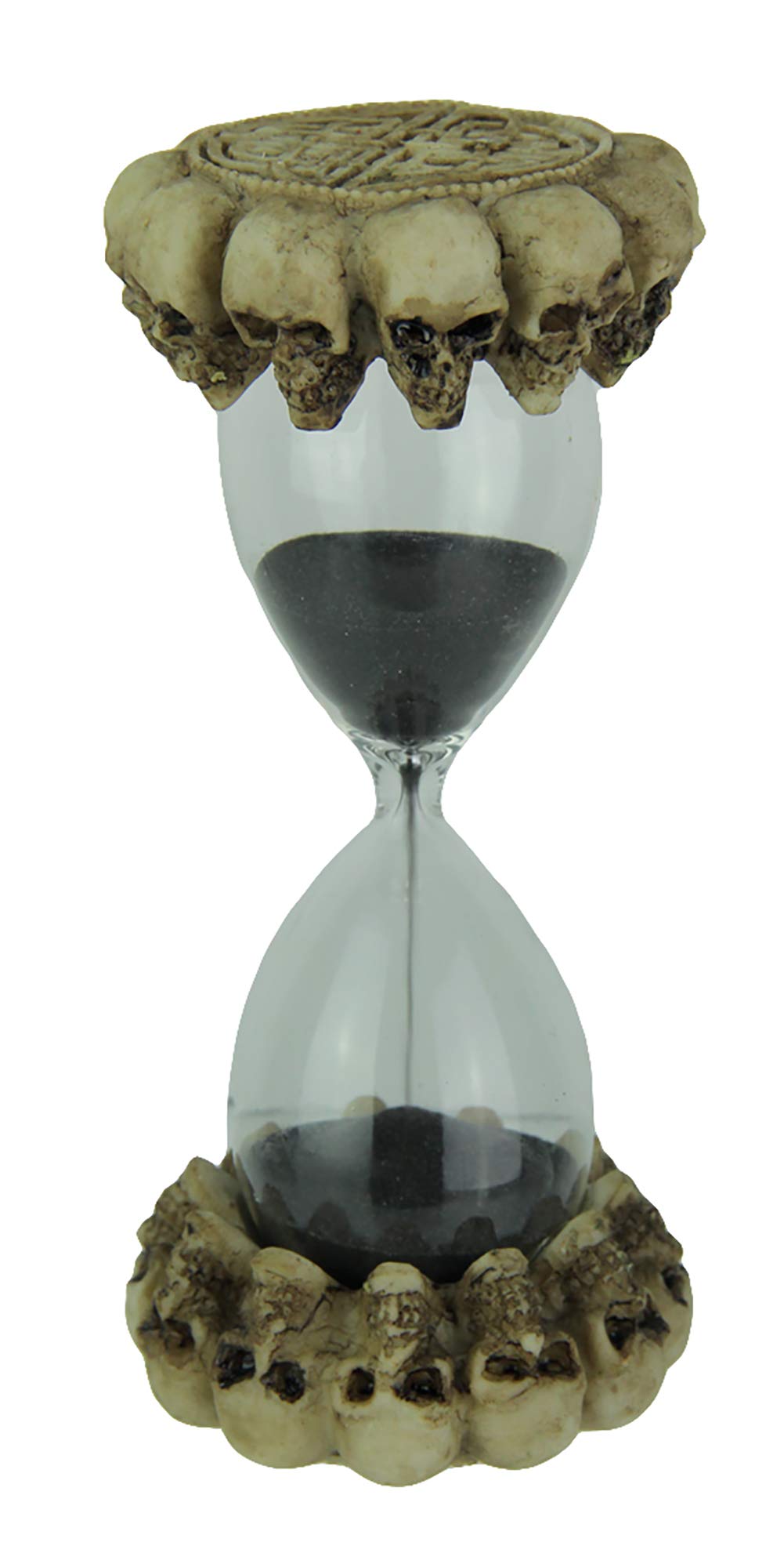 Gothic Celtic Skulls Hourglass Black Sand Timer 5.75 Inches High