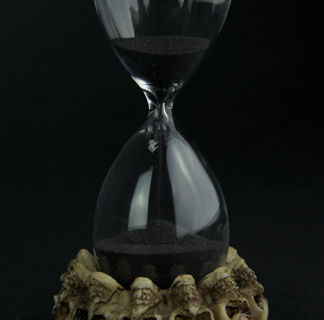 Gothic Celtic Skulls Hourglass Black Sand Timer 5.75 Inches High